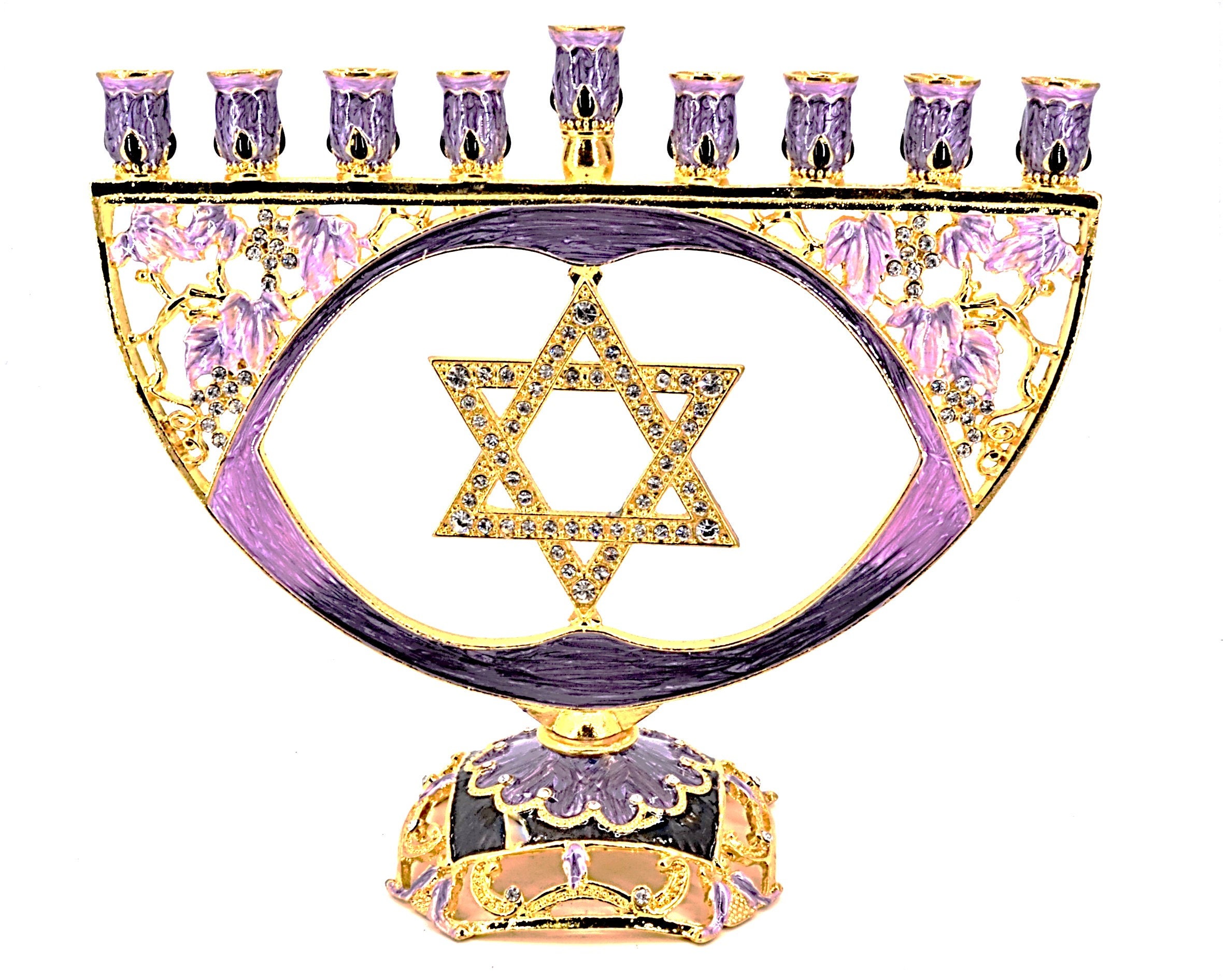 Decorative Menorah With Star of David. Hand Made With Blue Enamel ...