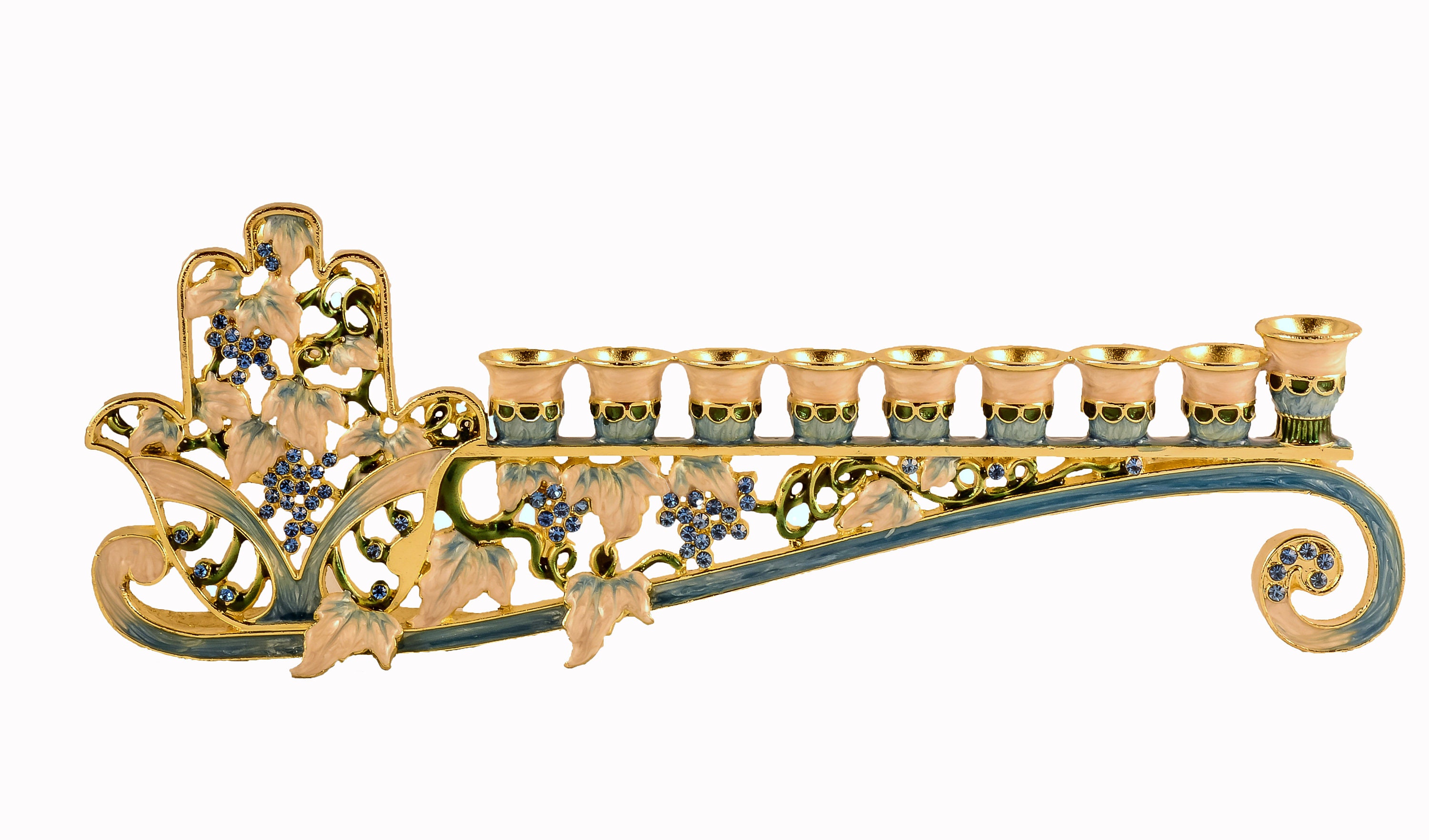 Jeweled Menorah With Hand of Fatima. Hand Made With Blue - Etsy