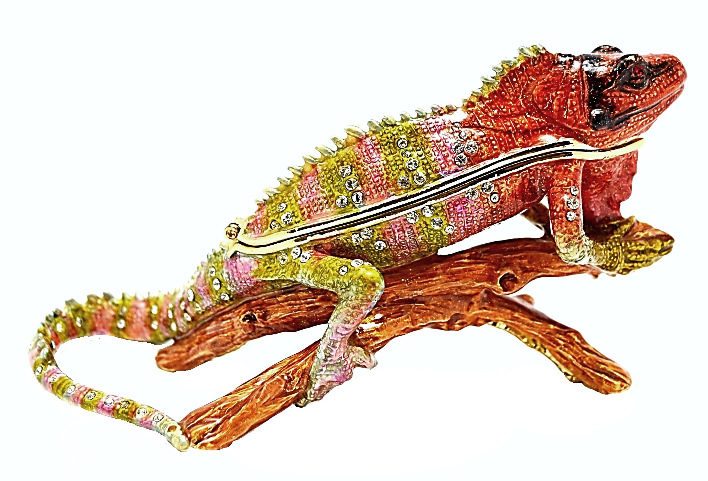Colorful Iguana Trinket Box. Hand Set Austrian Crystals & Hand Painted ...