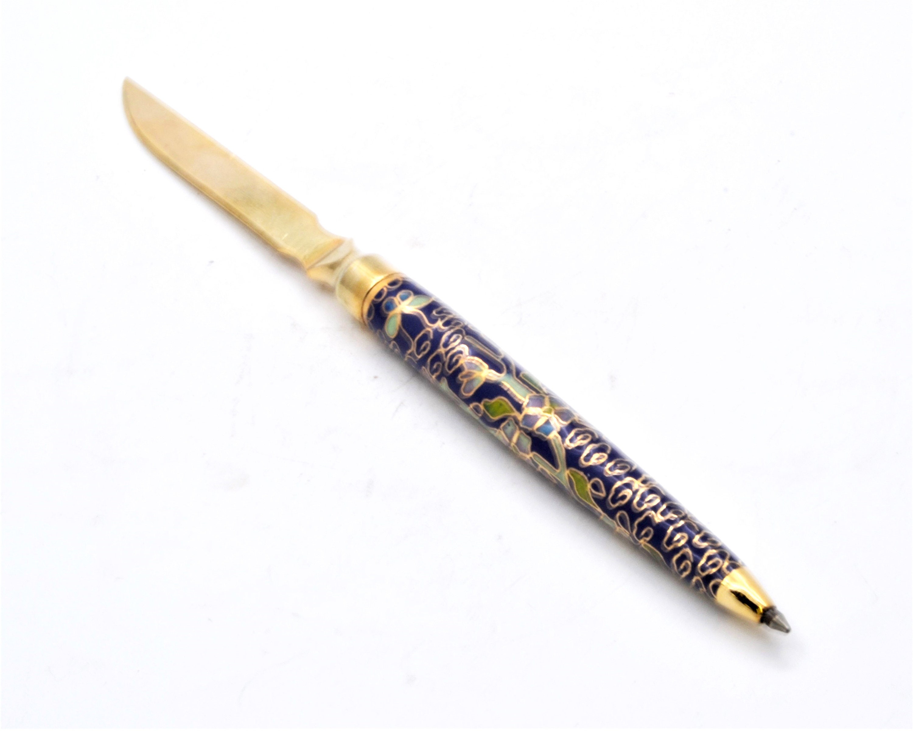 Vintage Cloisonne Enamel Ballpoint Pen With Letter Opener. Hand Crafted ...