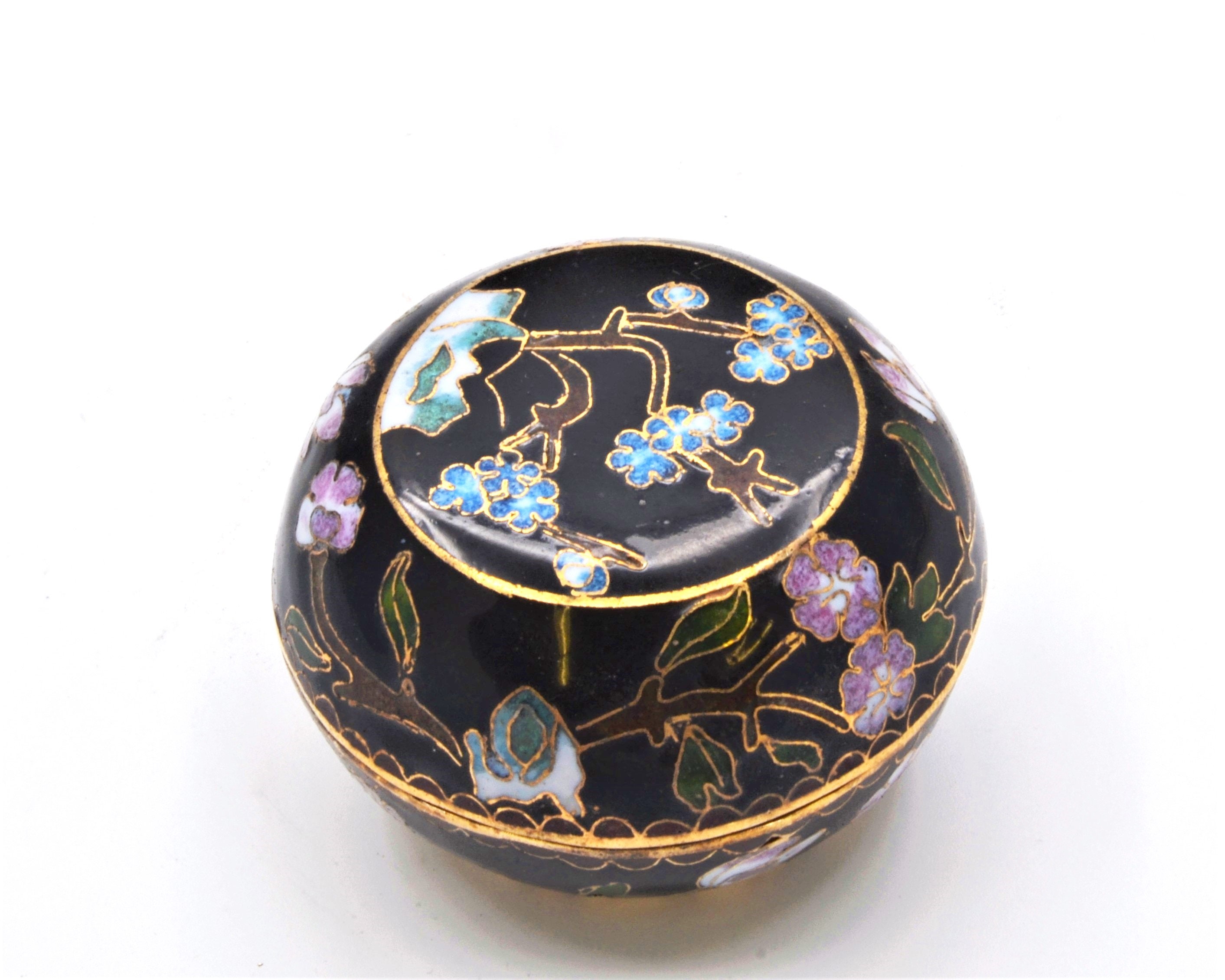 Vintage Cloisonne Hand Made Box. Hand Painted Enamel With Peonies ...