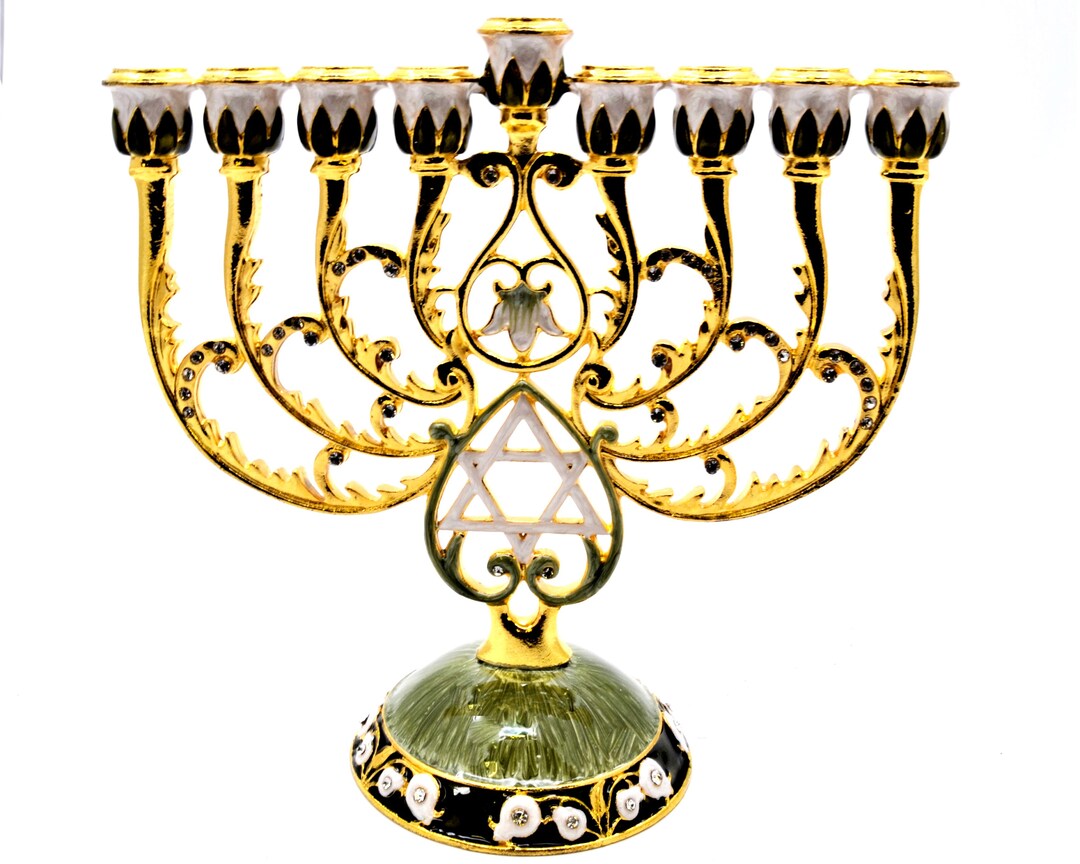 Decorative Menorah With Star of David. Hand Crafted With Swarovski ...