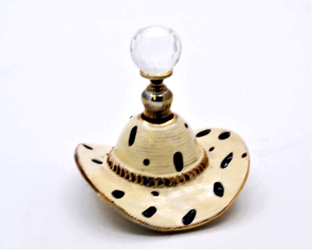 Hat Shape Perfume Bottle. Hand Painted Enamel With Gold Plating. - Etsy