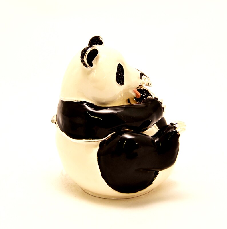 Big Panda Trinket Box by Ciel. Hand Painted Enamel & Swarovski | Etsy