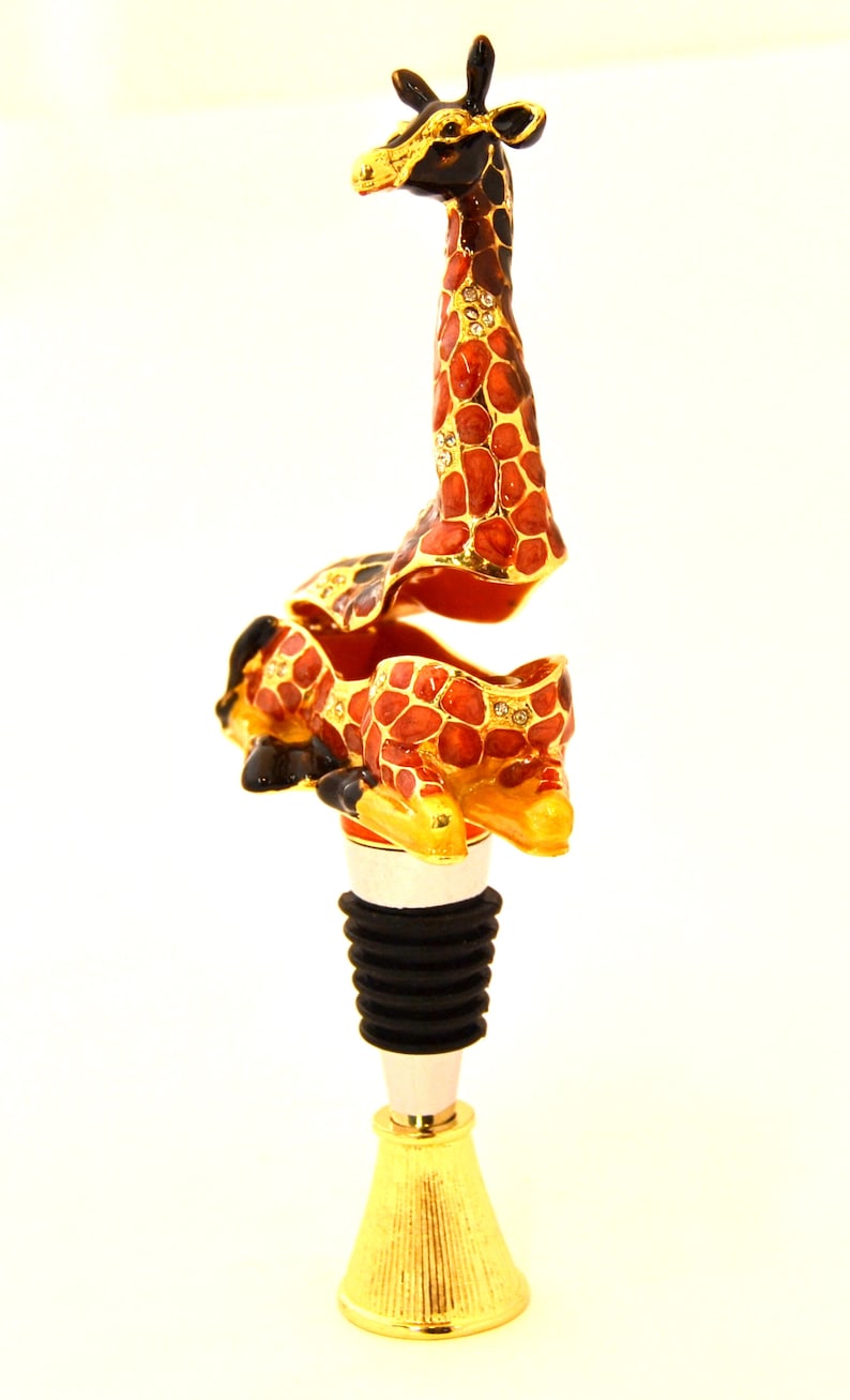 Jeweled Sitting Giraffe Trinket Box on Bottle Stopper. Hand Set ...