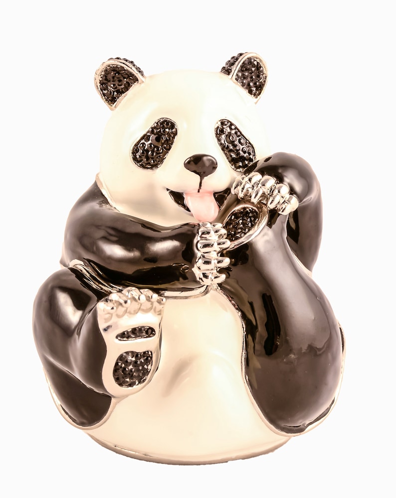 Big Panda Trinket Box by Ciel. Hand Painted Enamel & Swarovski | Etsy