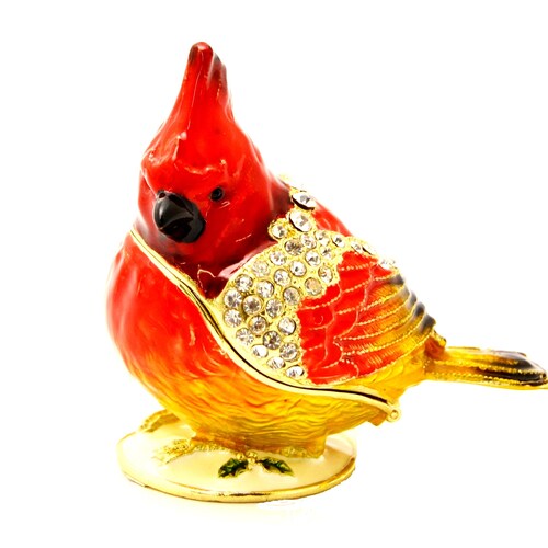 Small Cardinal Trinket Box. Hand Painted Red Enamel With - Etsy