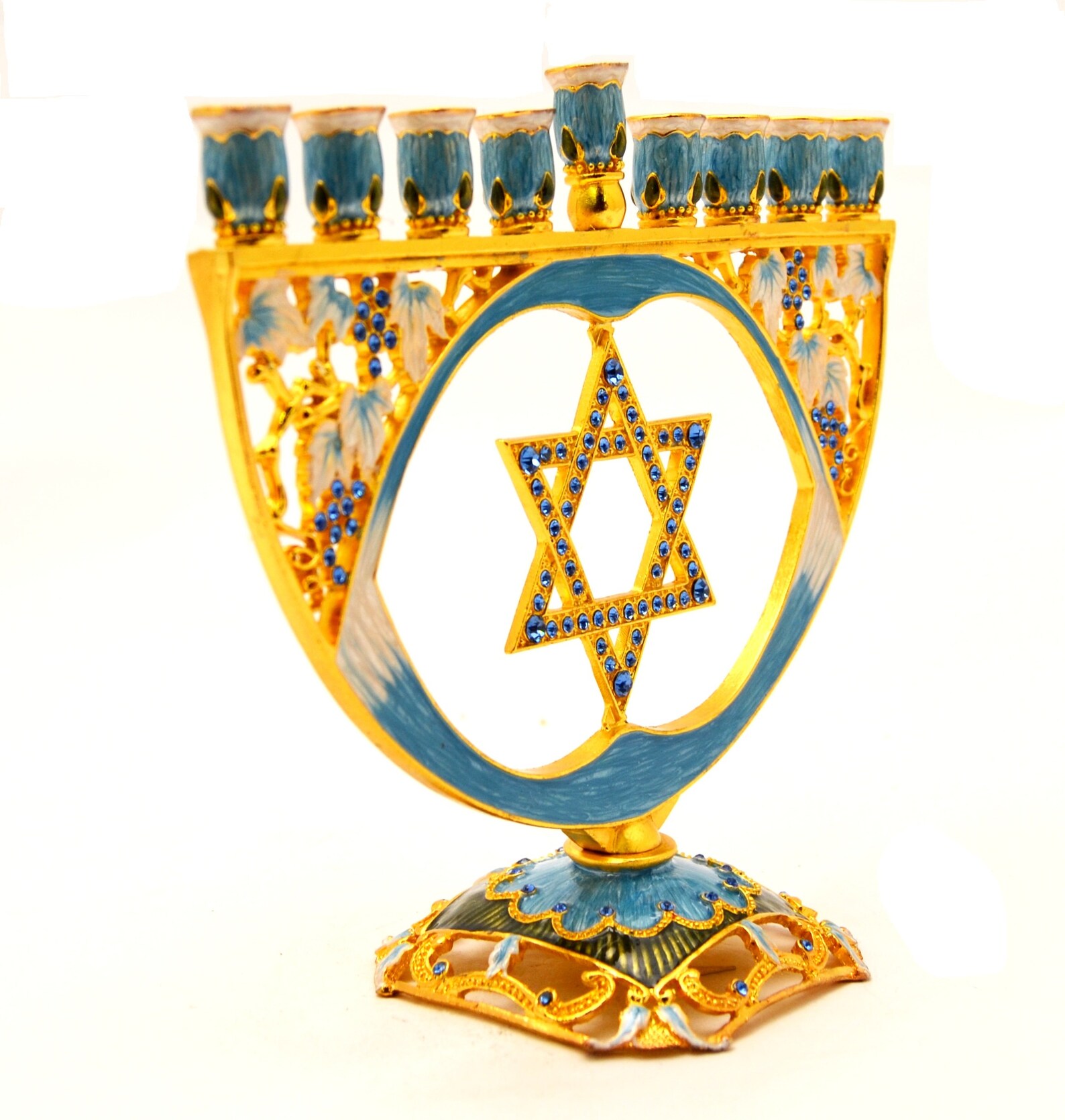 Decorative Menorah With Star of David. Hand Made With Blue Enamel ...
