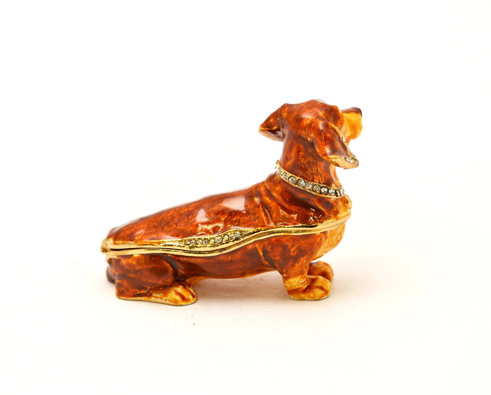 Ciel Collectables Dachshund Dog Trinket Box, Hand Painted Brown Enamel ...