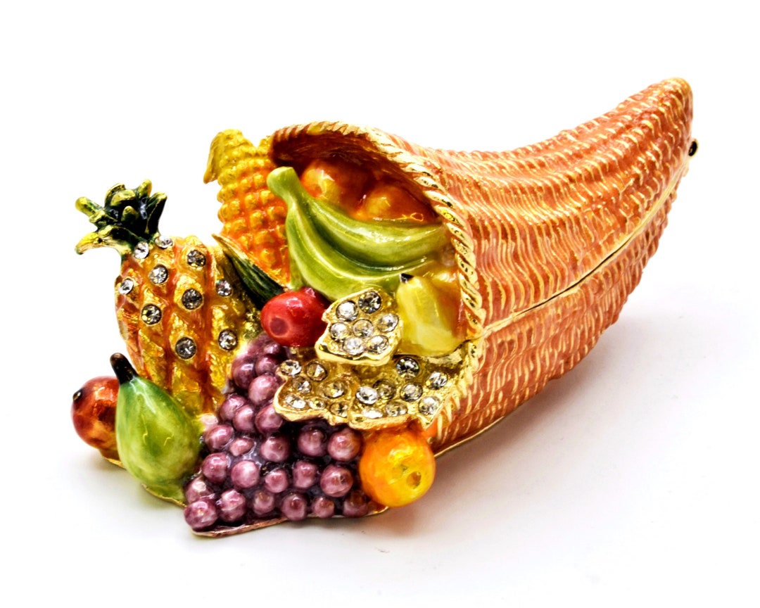Bejeweled Cornucopia Trinket Box. Hand Crafted With Enamel & Swarovski ...
