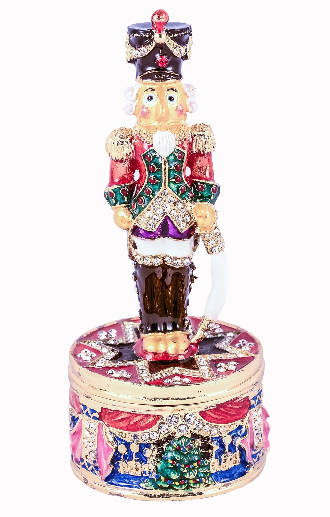 Hand Crafted Nut Cracker on Trinket Box. Made With Enamel & Swarovski ...