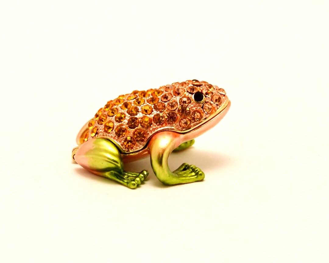 All Jeweled Small Frog Trinket Box. Hand Set Austrian Crystals & Enamel ...