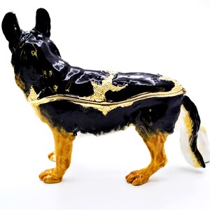 Big German Shepherd Trinket Box. Hand Painted Enamel With Swarovski ...