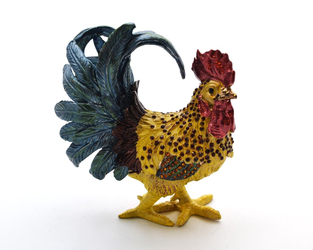 Jeweled Rooster Trinket Box. Hand Crafted With Austrian Crystals ...