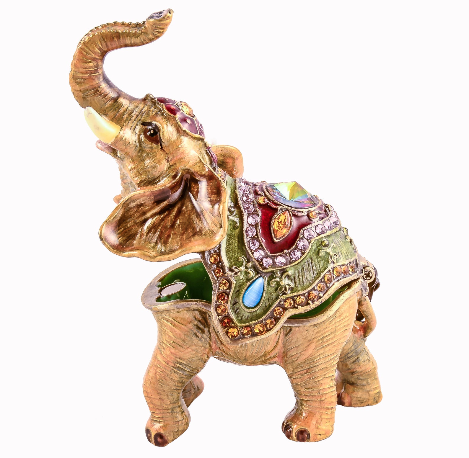Bejeweled Elephant Trinket Box. Hand Painted Enamel With | Etsy