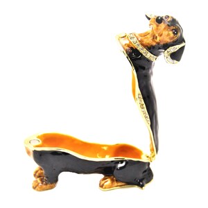 Ciel Collectables Dachshund Dog Trinket Box, Hand Painted Brown Enamel ...