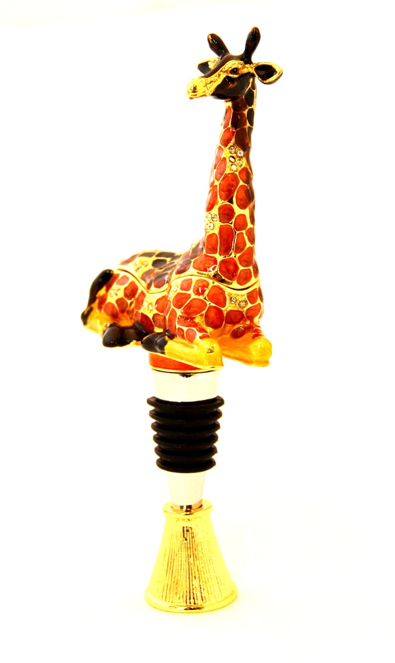 Jeweled Sitting Giraffe Trinket Box on Bottle Stopper. Hand Set ...