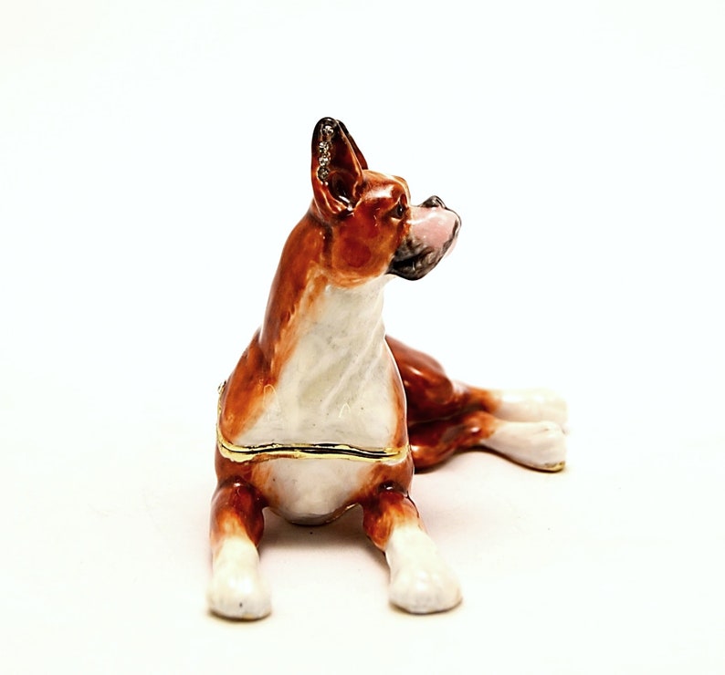 Ciel Collectables Sitting Boxer Dog Trinket Box. Hand Painted Brown ...