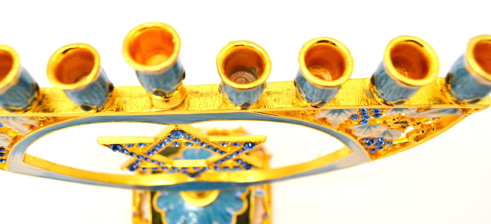 Decorative Menorah With Star of David. Hand Made With Blue Enamel ...