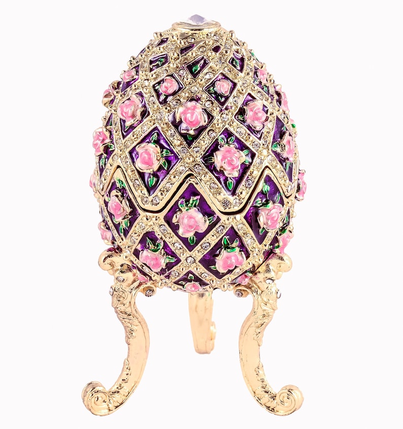 Floral Musical Egg Trinket Box. Hand Painted Enamel With - Etsy