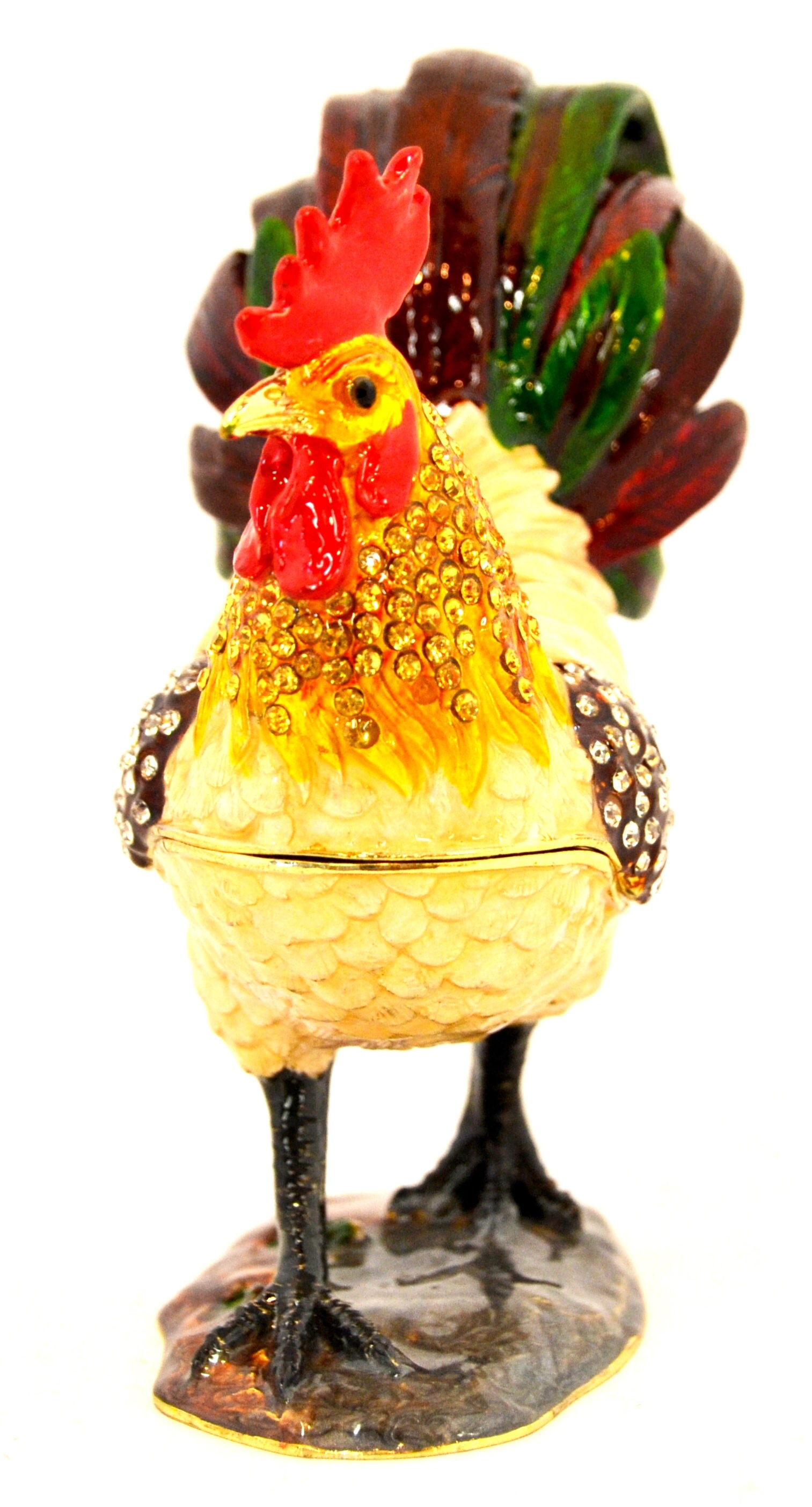 Ciel Collectables Rooster Trinket Box, Hand Painted Colorful Enamel ...