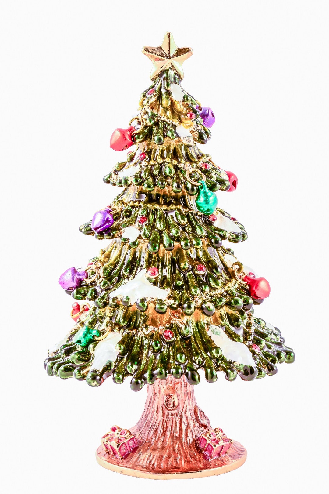 Bejeweled Christmas Tree Trinket Box With Hanging. Hand Done With ...