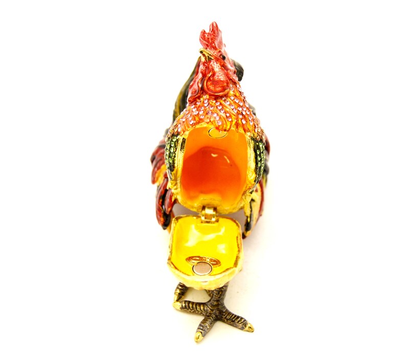 Hand Crafted Colorful Rooster Trinket Box. Made With Austrian Crystals ...