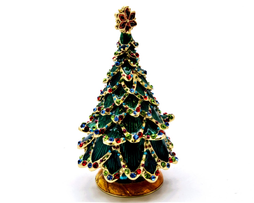 Hand Crafted Decorative Christmas Tree Trinket Box. Made With Swarovski ...