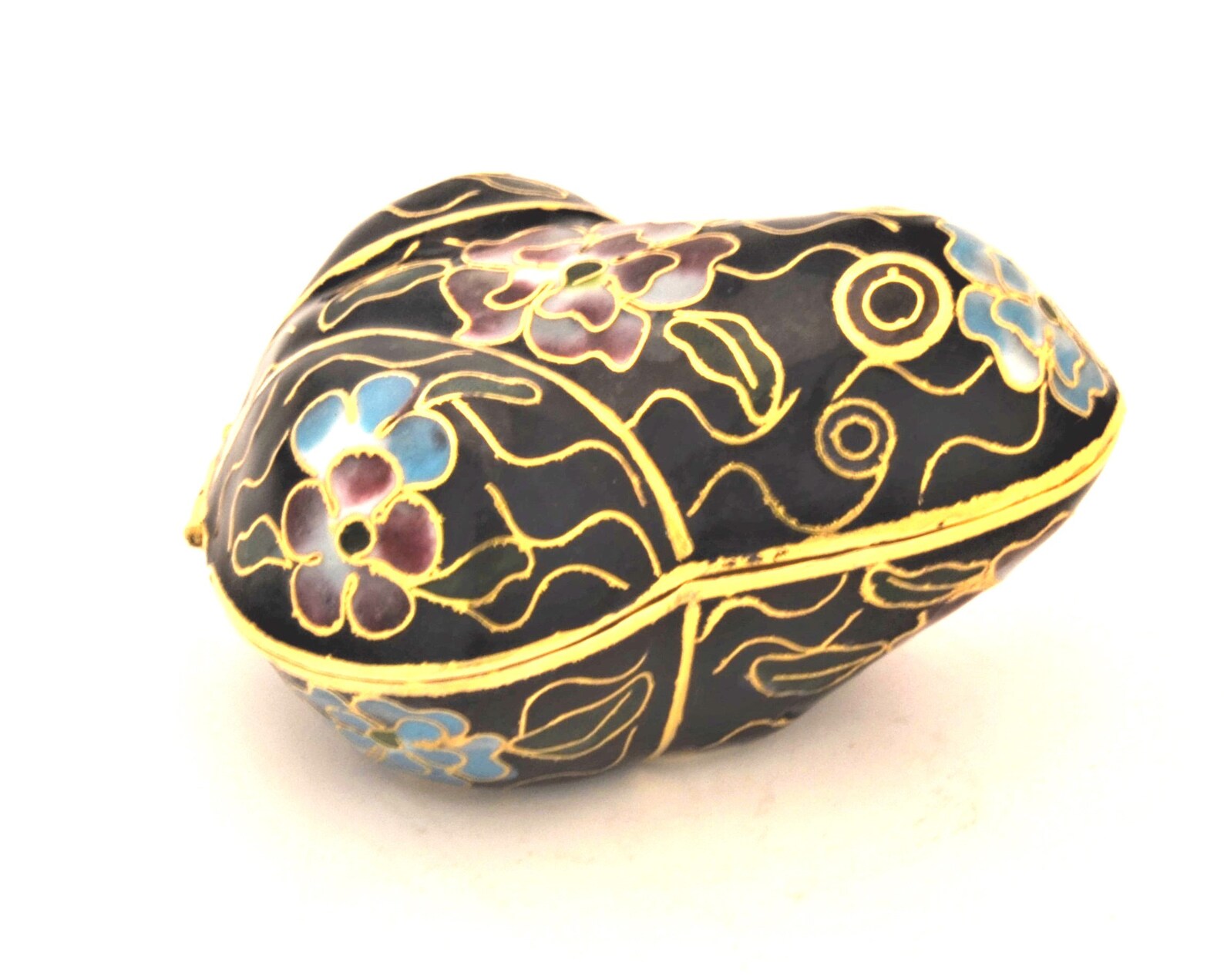 Vintage Chinese Cloisonne Frog Box. Hand Painted Enamel With Floral ...