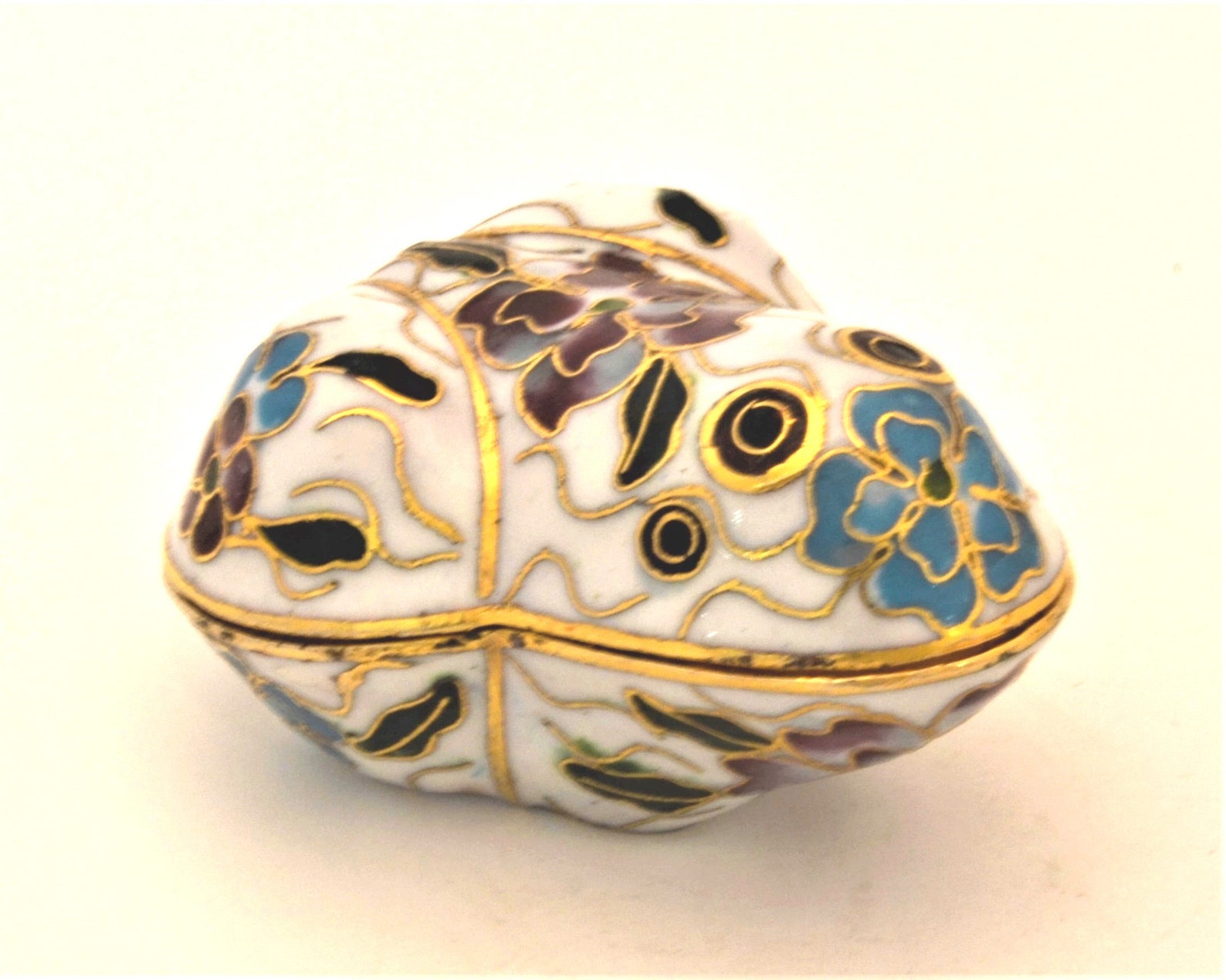 Vintage Chinese Cloisonne Frog Box. Hand Painted Enamel With Floral ...