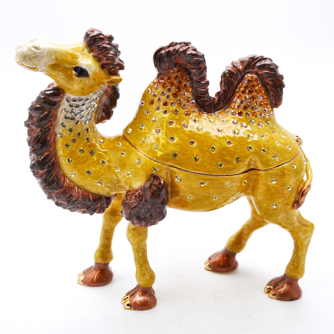 Big Double Humped Camel Trinket Box. Brown Enamel With Swarovski ...