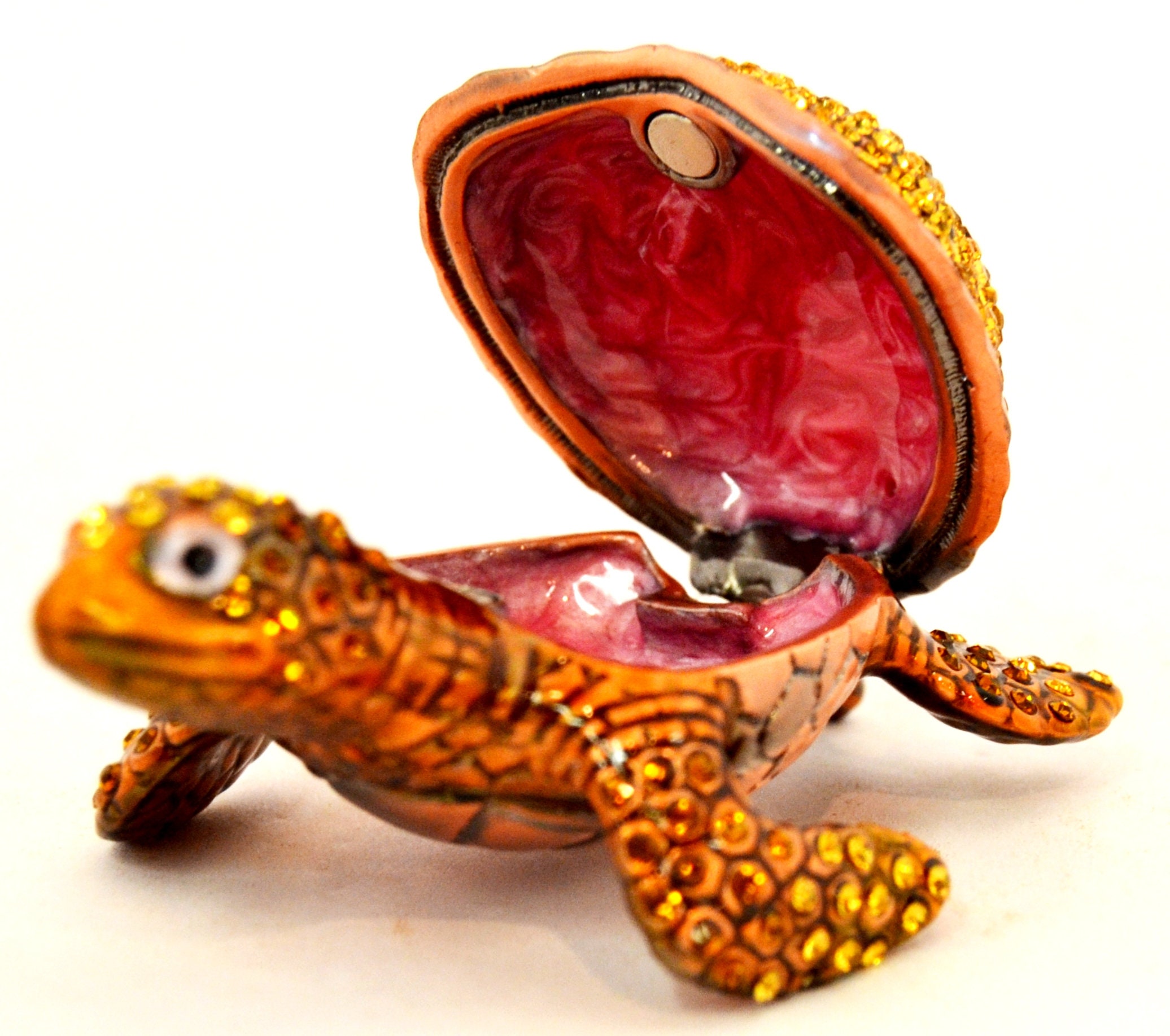 Hand Made Bejeweled Sea Turtle Trinket Box. Made With - Etsy
