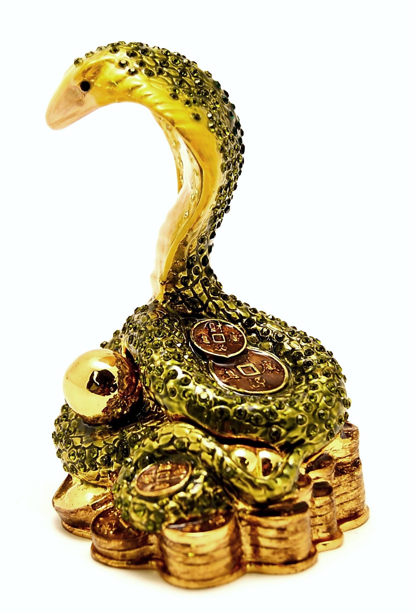 Jeweled Snake on Coin Branch Trinket Box. Hand Set Swarovski - Etsy UK