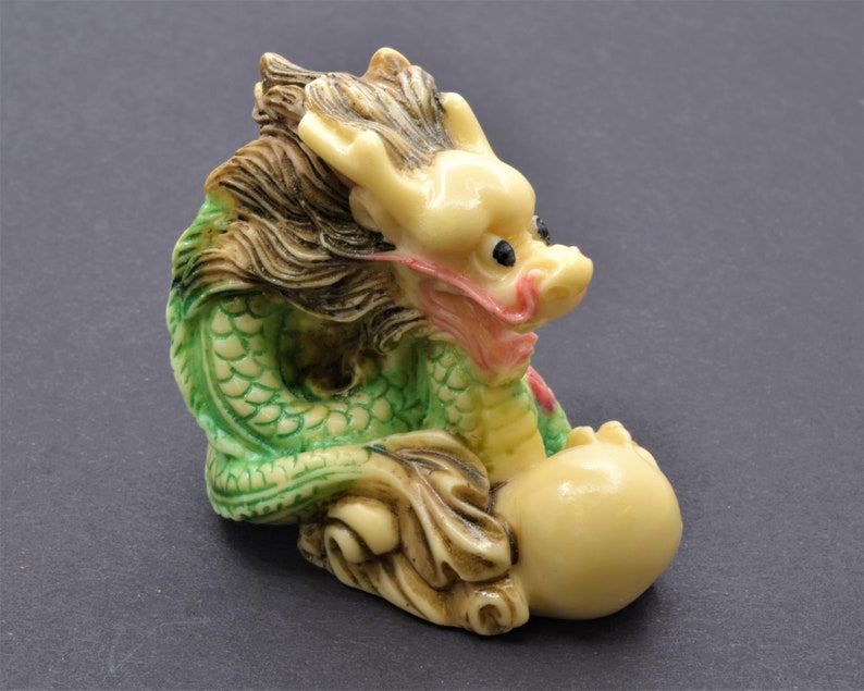 Vintage Hand Carved Resin Dragon Netsuke. Okimono Japanese - Etsy