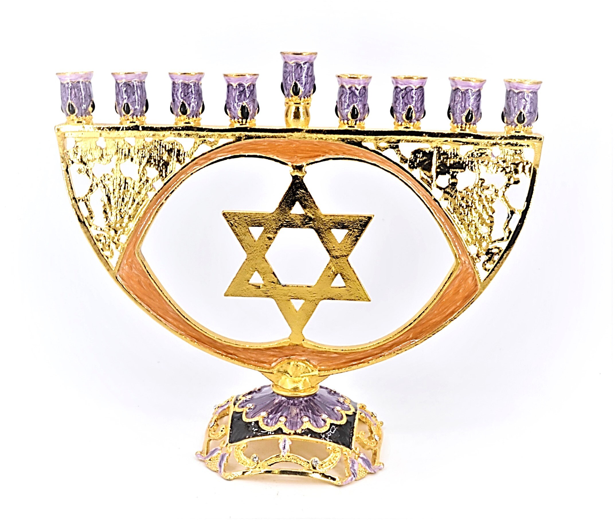 Decorative Menorah With Star of David. Hand Made With Blue Enamel ...