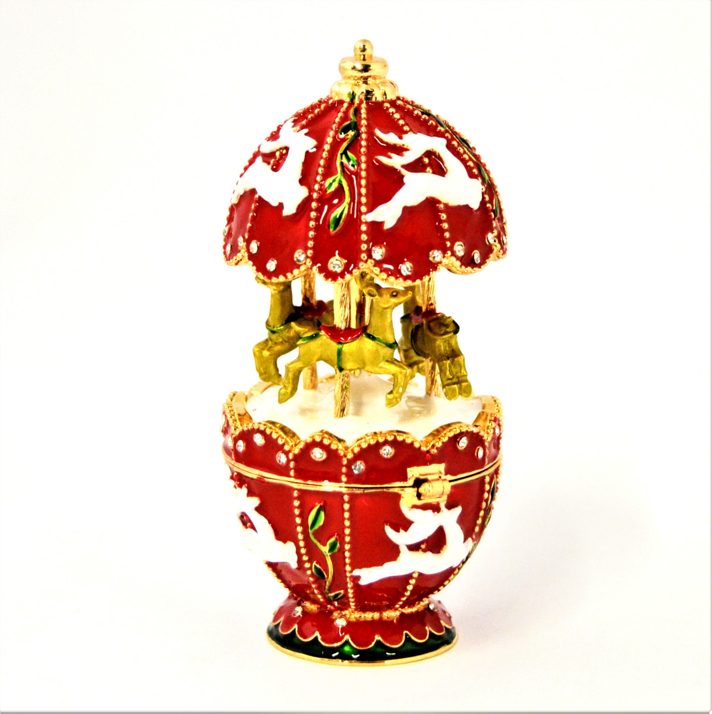 Holiday Carousal Trinket Box. Hand Painted Enamel & Swarovski - Etsy