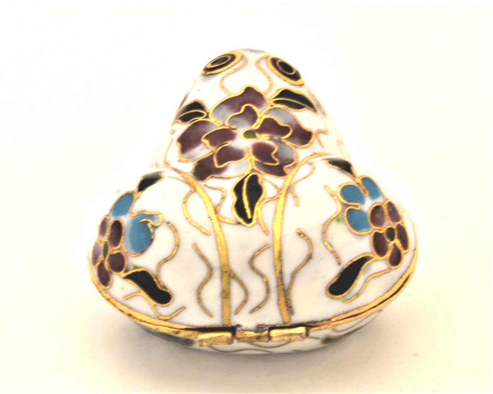 Vintage Chinese Cloisonne Frog Box. Hand Painted Enamel With Floral ...