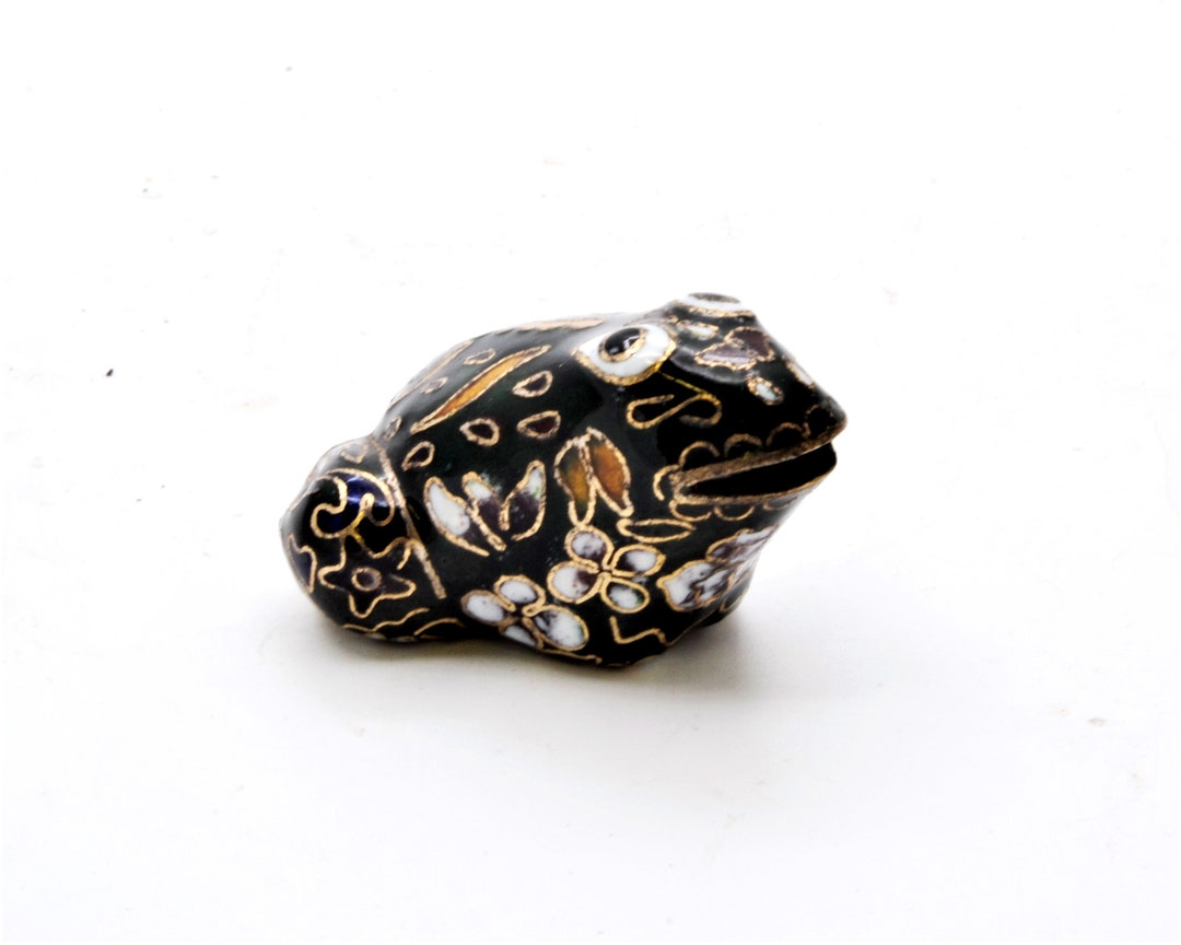 Vintage Chinese Cloisonne Frog Figurine. Hand Painted Green Color With ...