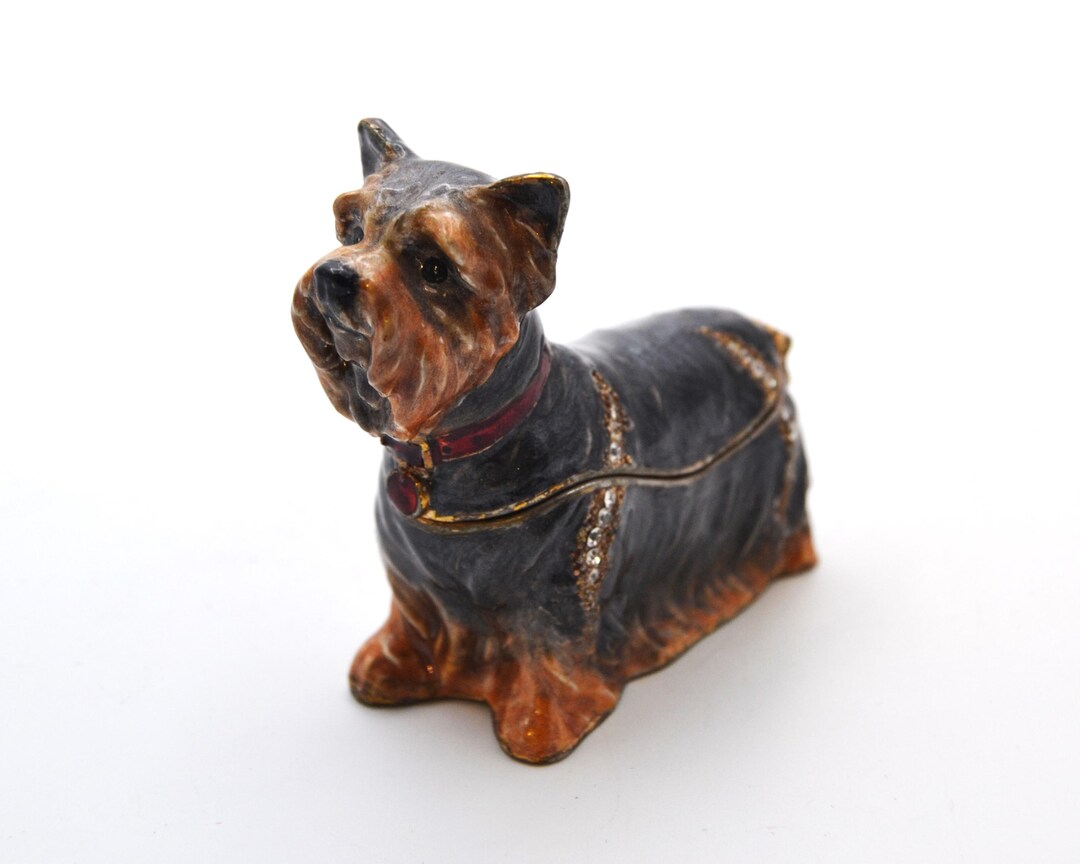 Bejeweled Yorkie Dog Trinket Box. Handmade With Austrian Crystals ...