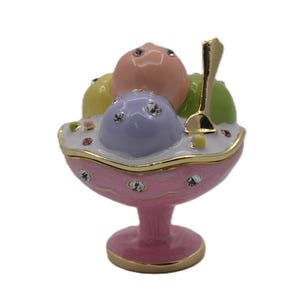 Ciel Ice Cream Cup Trinket Box. Hand Painted Pink Enamel With Austrian ...