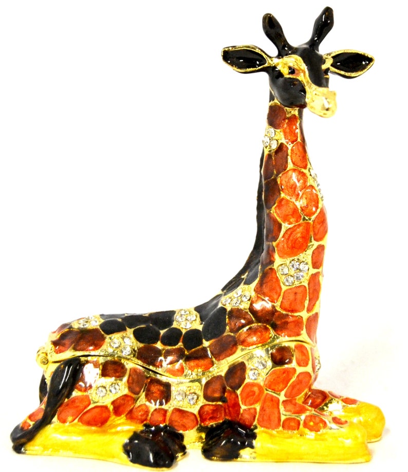 Bejeweled Sitting Giraffe Trinket Box. Hand Painted Brown | Etsy