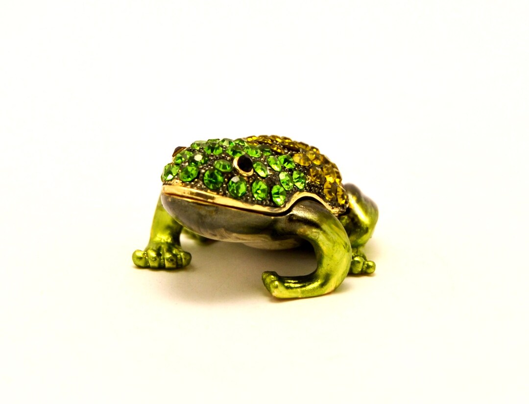 All Jeweled Small Frog Trinket Box. Hand Set Swarovski Crystals With ...