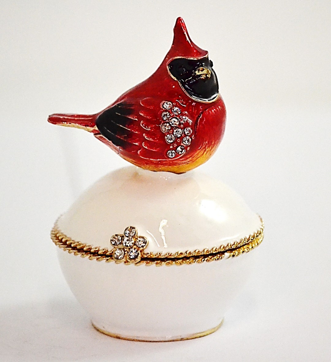 Bejeweled Cardinal Trinket Box. Hand Crafted With Enamel, Swarovski ...