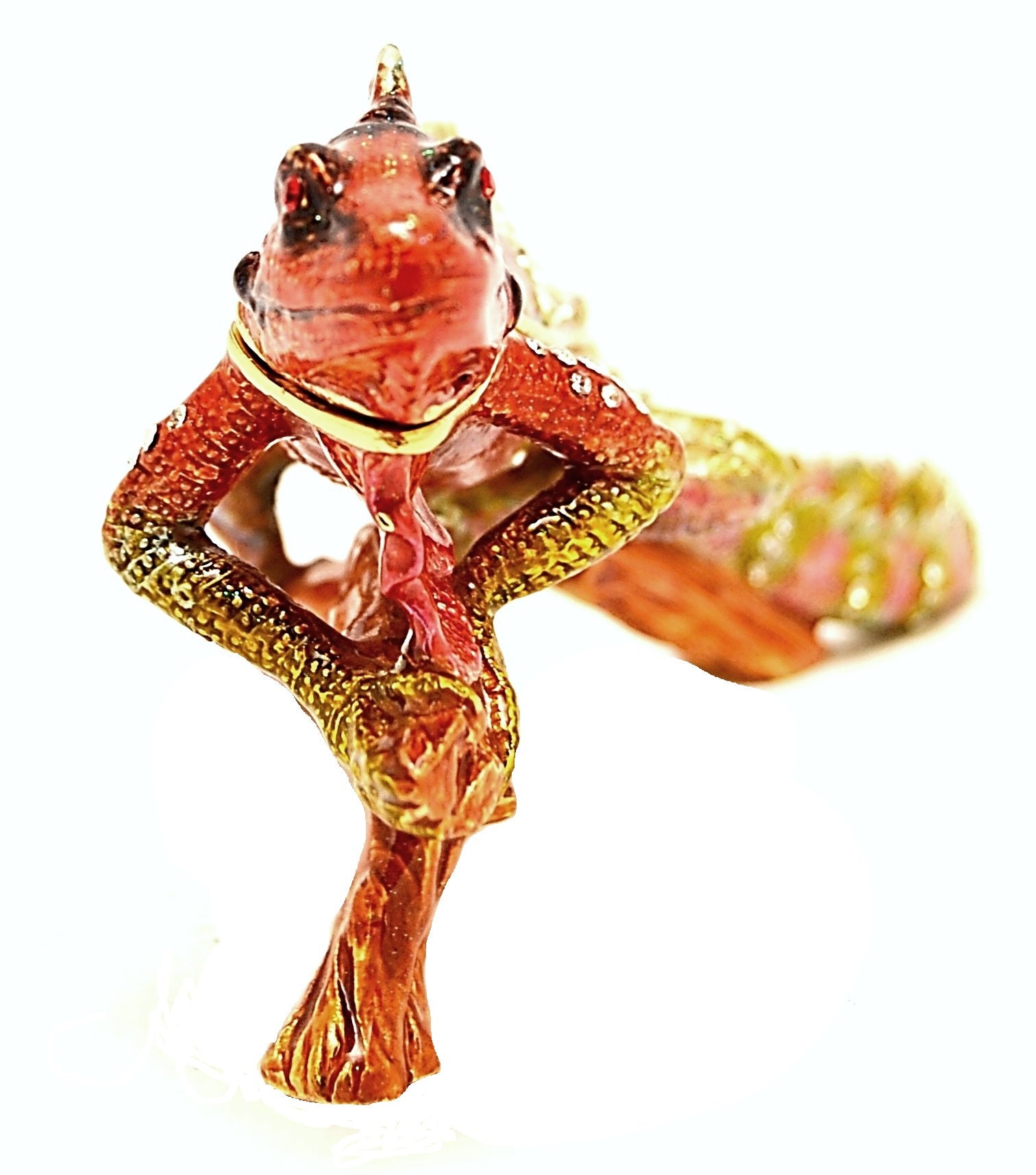 Colorful Iguana Trinket Box. Hand Set Austrian Crystals & Hand Painted ...