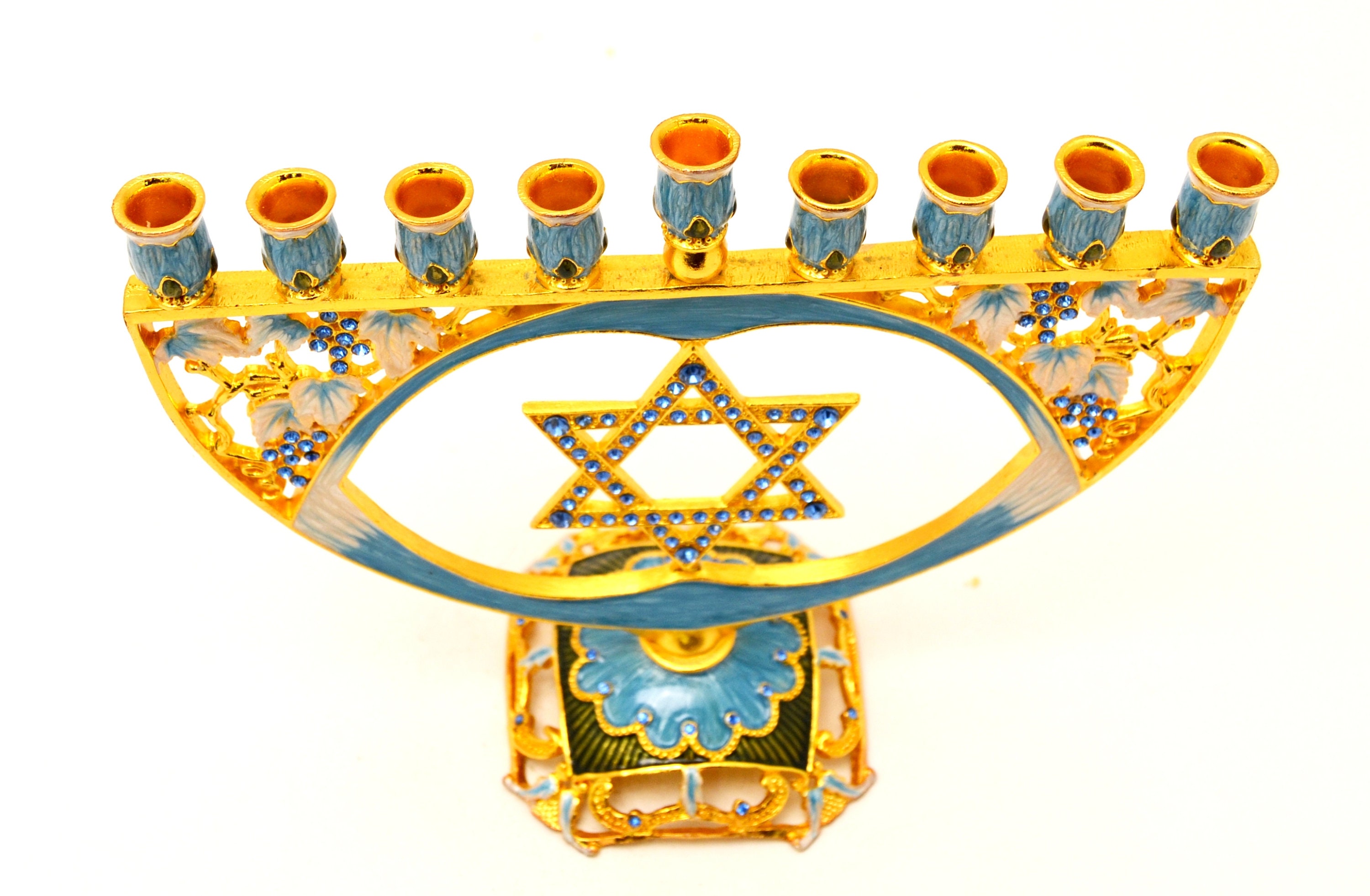 Decorative Menorah With Star of David. Hand Made With Blue Enamel ...