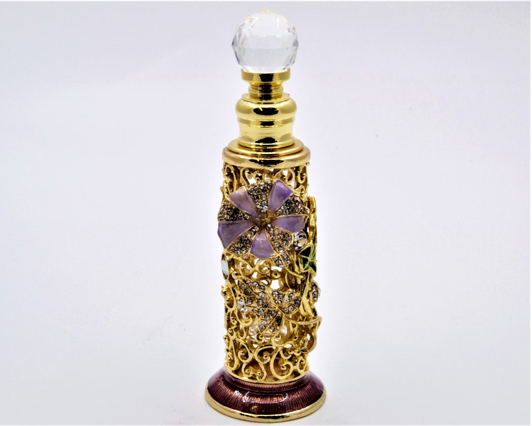 Tall Cylinder Shape Perfume Bottle. Hand Done Filigree Work With Flower ...