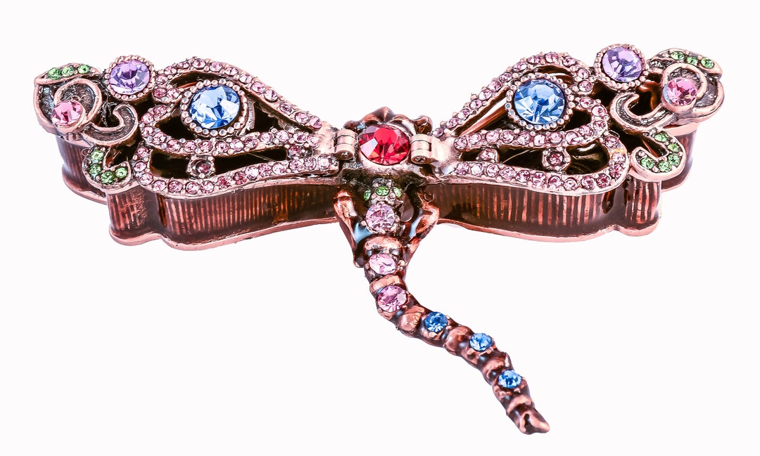 Bejeweled Dragonfly Trinket Box. Hand Set Beautiful Swarovski Crystals ...