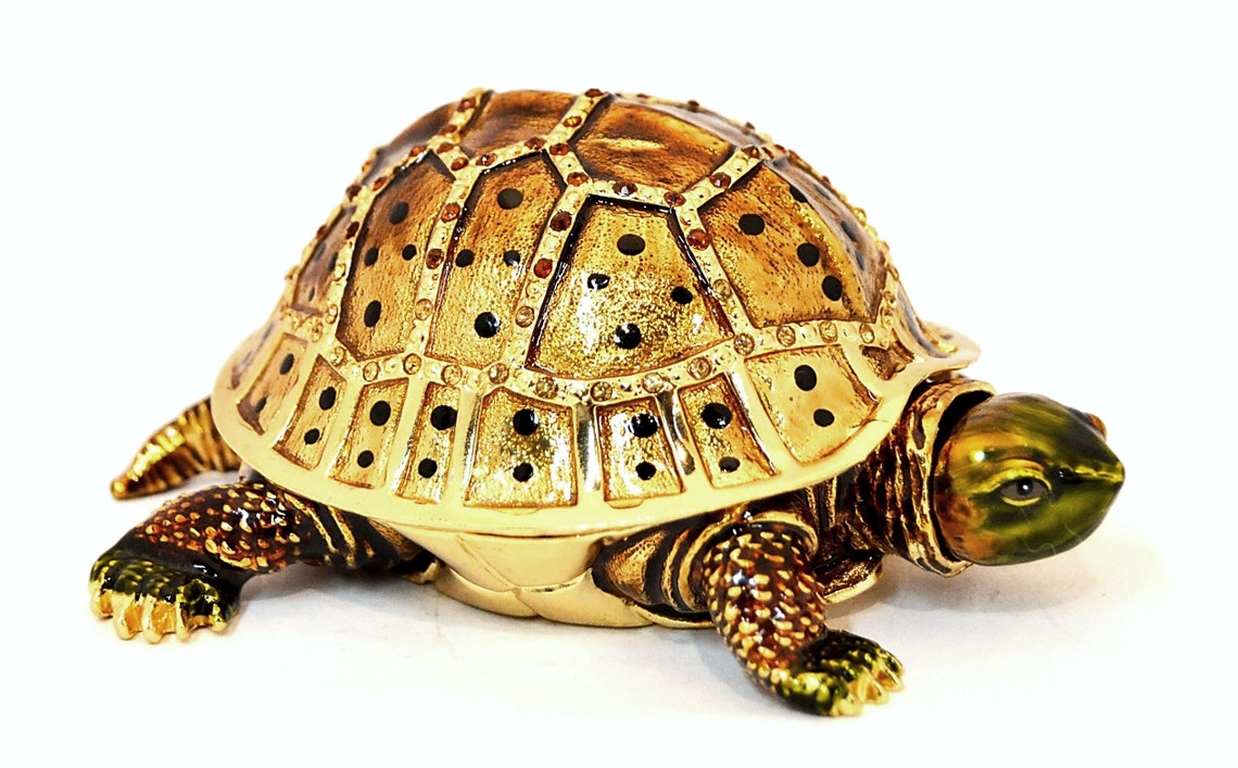 Moveable Neck Turtle Trinket Box. Hand Crafted With Swarovski | Etsy