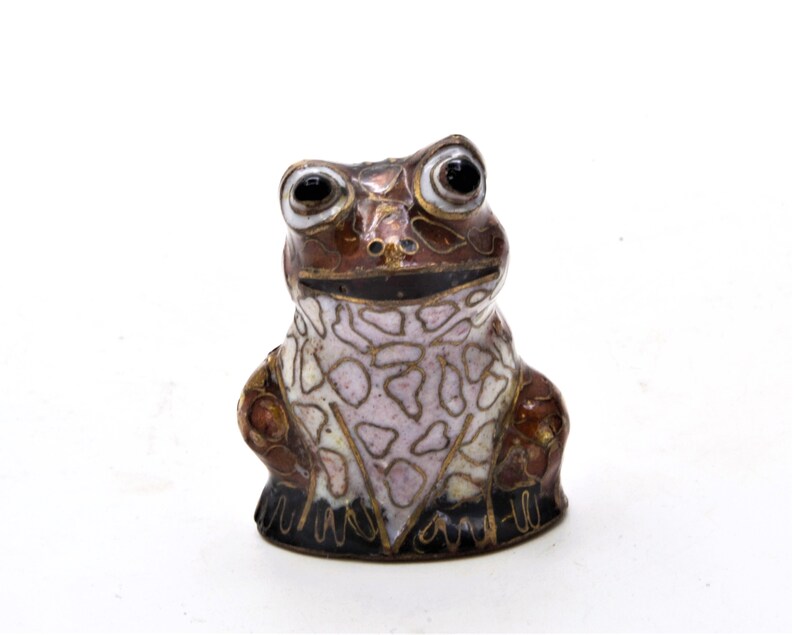 Vintage Cloisonne Frog Figurine. Hand Painted Enamel With Unusual ...
