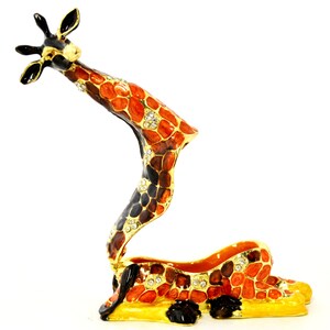 Bejeweled Sitting Giraffe Trinket Box. Hand Painted Brown Enamel With ...